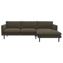 Ecksofa FLEXLUX "Bolzano" Sofas Gr. B/H/T: 261cm x 61cm x 165cm, Lederoptik, Chaiselongue rechts, braun (camel brown) Sitzaufbau mit Kaltschaum & Stahl-Wellen, loose Sitz -& Rückenkissen