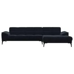 Ecksofa FLEXLUX "Viale L-Form, mit attraktiver Rückensteppung" Sofas Gr. B/H/T: 297cm x 160,5cm x 74cm, Velvet, Chaiselongue rechts, blau (royal blau) Sitzaufbau mit hochwertigem Kaltschaum für mehr Sitzkomfort