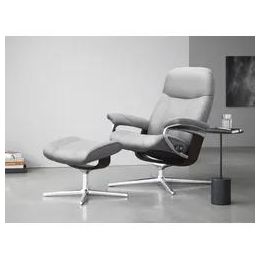 Relaxsessel stressless "Consul" Sessel Gr. ROHLEDER Stoff Q2 FARON, Cross Base Braun, Relaxfunktion-Drehfunktion-PlusTMSystem-Gleitsystem-BalanceAdaptTM, B/H/T: 78cm x 97cm x 70cm, grau (light grey q2 faron) mit Hocker, Cross Base, Größe S, M & L, Holzakzent Braun