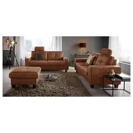 2,5-Sitzer Places of Style "Varese", braun (cognac), B:172cm H:91cm T:90cm, NaturLEDER Punch (echtes Rindsleder) in Sitz und Rücken. Korpus in passendem Kunstleder SOFTLUX bezogen, Sofas, mit Kreuznaht und Federkern