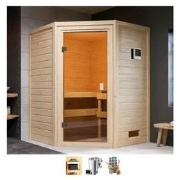 Welltime Sauna "Anni" Saunen 3,6-kW-Bio-Plug & Play Ofen mit ext. Steuerung Gr. Bio-Kombiofen, beige (naturbelassen)