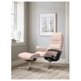 Relaxsessel stressless "Sunrise" Sessel Gr. ROHLEDER Stoff Q2 FARON, Cross Base Schwarz, Relaxfunktion-Drehfunktion-PlusTMSystem-Gleitsystem-BalanceAdaptTM, B/H/T: 83cm x 105cm x 74cm, pink (light q2 faron) mit Cross Base, Größe S, M & L, Holzakzent Schwarz