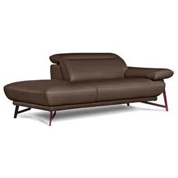 Ottomane Egoitaliano "Anais, Designsofa mit hohem Sitzkomfort, Designfuß" Sofas Gr. B/H/T: 179 cm x 74 cm x 106 cm, Leder BULL, Ottomane links, Armlehne rechts, braun (chocolate) Solitärmöbel als Blickfang, inkl. verstellbarer Kopfstützen