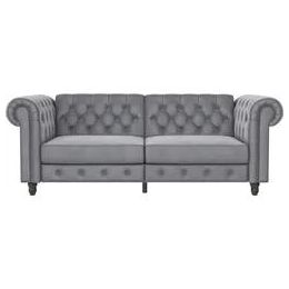 3-Sitzer DOREL HOME "Felix, Schlafsofa 236 cm, (Liegefläche 108x190cm), Rückenlehne" Sofas Gr. B/H/T: 236 cm x 83 cm x 87 cm, Veloursstoff, grau (hellgrau) 3-fach verstellbar, Velours, Kunstleder, Luxus-Microfaser Vintage