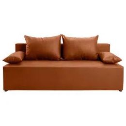 Schlafsofa exxpo - SOFA FASHION "exxpo Tabou" Sofas Gr. B/H/T: 193 cm x 88 cm x 85 cm, Luxus-Microfaser, mit Bettfunktion-mit Schaumstoffpolsterung, braun (cognac) Bettfunktion,Bettkasten, wahlweise mit Liftbettfunktion und Federkern