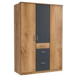 Kleiderschrank wimex "Click" Schränke Gr. B/H/T: 135 cm x 199 cm x 58 cm, 3 St., grau (plankeneichefarben, graphit) Drehtürenschrank Kleiderschrank Schränke ohne Spiegel