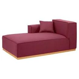 Recamiere Home Affaire "Terry" Sofas Gr. B/H/T: 99cm x 75cm x 165cm, Struktur fein, Recamiere links, Armteil links, rot Longchair Sofas mit offener Kedernaht und Holzuntergestell