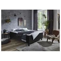 ATLANTIC HOME COLLECTION Boxbett "Happy", schwarz, B:120cm L:200cm, Bettgestell und seitliche Einfassung der Matratzen: Strukturstoff, 100% Polyester, Spiegelfläche der Matratze: 100% Polyester, Topper: 100% Polyurethan, Bezug (100% Polyester), Bezug Kopfkissen und Steppdecke: Microfaser (100% Polyester), waschbar bis 95u00b0C, Füllung Kopfkissen und Steppdecke: silikonisierte Hohlfaser (100% Polyester), anti-alergisch, A