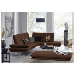 Ecksofa W.Schillig "broadway" Sofas Gr. B/H/T: 284cm x 94cm x 224cm, Stoff S37, Ottomane rechts, mit Sitztiefenverstellung-mit Kopfteilverstellung-ohne Seitenteilverstellung, braun (chocolate s37) Sitztiefenverstellung, Kopfteil- & Seitenteilverstellung, Breite 284cm