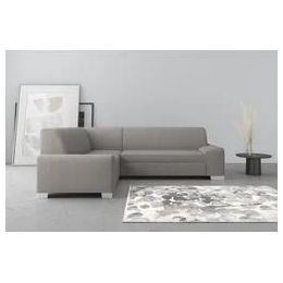 Ecksofa DOMO collection "Anzio L-Form" Sofas Gr. B/H/T: 259cm x 85cm x 191cm, Feinstruktur, langer Schenkel rechts, Ohne Funktion-Mit Federkern, braun (schlamm) Wahlweise mit Bettfunktion und Federkern