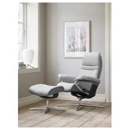 Relaxsessel stressless "Sunrise" Sessel Gr. ROHLEDER Stoff Q2 FARON, Cross Base Schwarz, Relaxfunktion-Drehfunktion-PlusTMSystem-Gleitsystem-BalanceAdaptTM, B/H/T: 92cm x 105cm x 80cm, grau (light grey q2 faron) mit Cross Base, Größe S, M & L, Holzakzent Schwarz