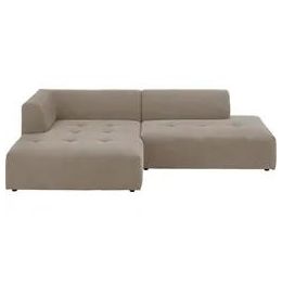 3-Sitzer ATLANTIC HOME COLLECTION "Leonardo" Sofas Gr. B/H/T: 269cm x 70cm x 153cm, Struktur weich, Ottomane links, beige (creme) Ottomane mit XXL-Liegefläche