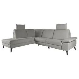 Ecksofa Alina Sofas Gr. B/H/T: 243 cm x 118 cm x 210 cm, Struktur GBA, Ottomane links, mit Armlehnenverstellung, grau (hellgrau gba 9) inkl. Kopfstützen, wahlweise mit Relaxfunktion, Breite: 243 cm