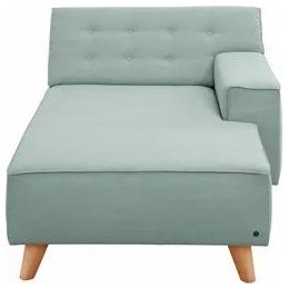 Recamiere Tom Tailor HOME "NORDIC CHIC" Sofas Gr. B/H/T: 104cm x 77cm x 151cm, Samtstoff STC, Armlehne rechts, grün (celadon stc 3) im Retrolook, Füße Buche natur, Recyclingstoff