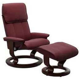 Relaxsessel stressless "Admiral", rot (bordeaux batick), B:78cm H:98cm T:73cm, Leder BATICK: BATICK ist ein leicht korrigiertes, durchgefärbtes und genarbtes Möbelleder, bei dem die meisten Unebenheiten und Spuren in der Regel entfernt wurden., Sessel, mit Classic Base, Größe M & L, Gestell Braun