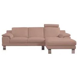 Ecksofa Egoitaliano "Shakira, Design und super Sitzkomfort auf hohem Niveau, tolle Details" Sofas Gr. B/H/T: 236 cm x 84 cm x 152 cm, Leder BULL, Recamiere rechts, rosa (millenium rose) mit Recamiere, L-Form, edle Füße