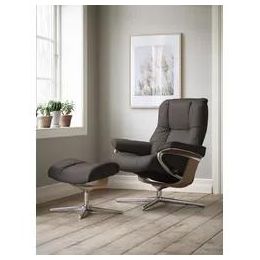 Relaxsessel stressless "Mayfair" Sessel Gr. Leder BATICK, Cross Base Eiche, Relaxfunktion-Drehfunktion-PlusTMSystem-Gleitsystem-BalanceAdaptTM, B/H/T: 79cm x 102cm x 73cm, braun (brown batick) mit Hocker, Cross Base, Größe S, M & L, Holzakzent Eiche