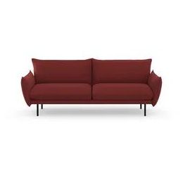 3-Sitzer Andas "Stine" Sofas Gr. B/H/T: 226 cm x 86 cm x 86 cm, Struktur weich, rot (dunkelrot) Besonderes Design durch Kissenoptik und Keder, by Morten Georgsen