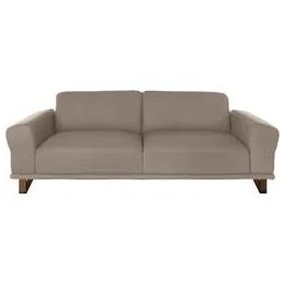 2,5-Sitzer W.Schillig "montanaa" Sofas Gr. B/H/T: 232cm x 78cm x 94cm, Longlife Xtra-Leder Z59, braun (stone z59) mit Metallkufen in Bronze pulverbeschichtet, Breite 232 cm