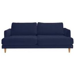 3,5-Sitzer Tom Tailor HOME Sofas Gr. B/H/T: 200cm x 83cm x 98cm, Samtstoff TSV, blau (indigo tsv 6) Füße Eiche natur, Breite 200 cm