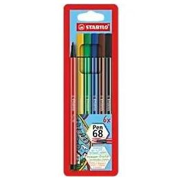 Stabilo Pen 68 Filzstift 1 mm Mittel Farbig sortiert 6 Stück