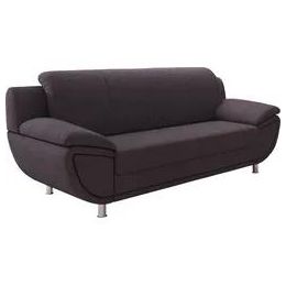 3-Sitzer Trendmanufaktur Sofas Gr. B/H/T: 207cm x 85cm x 94cm, Struktur fein, Mit Federkern, braun (rosybrown) wahlweise mit komfortablem Federkern, extra breiten Armlehnen