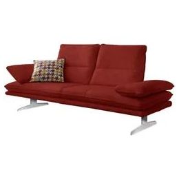 2-Sitzer W.Schillig "broadway" Sofas Gr. B/H/T: 216cm x 94cm x 96cm, Stoff S37, Longchair links, mit Sitztiefenverstellung-mit Kopfteilverstellung-mit Seitenteilverstellung, rot (marsala s37) Sitztiefenverstellung, Kopfteil- & Seitenteilverstellung, Breite 216cm