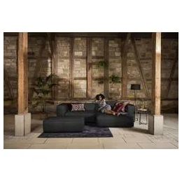 Ecksofa W.Schillig "around-the-block" Sofas Gr. B/H/T: 300cm x 66cm x 164cm, Longlife Xtra-Leder Z59, Longchair rechts, schwarz (schwarz z59) inklusive Hocker, mit eleganter Biese, Federkern