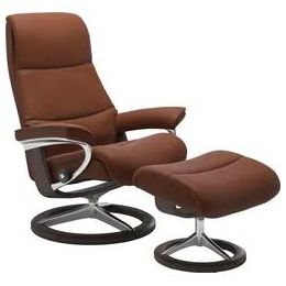 Relaxsessel stressless "View" Sessel Gr. Leder PALOMA, Cross Base Wenge, Relaxfunktion-Drehfunktion-PlusTMSystem-Gleitsystem-BalanceAdaptTM, B/H/T: 82cm x 109cm x 81cm, braun (copper paloma) mit Signature Base, Größe M,Gestell Wenge