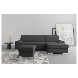 Ecksofa DOMO collection "Anzio L-Form" Sofas Gr. B/H/T: 271cm x 85cm x 160cm, Feinstruktur, Recamiere rechts, Mit Bettfunktion-Mit Federkern, grau (anthratzit) wahlweise mit Bettfunktion und Federkern