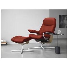 Relaxsessel stressless "Consul" Sessel Gr. ROHLEDER Stoff Q2 FARON, Cross Base Eiche, Relaxfunktion-Drehfunktion-PlusTMSystem-Gleitsystem-BalanceAdaptTM, B/H/T: 78cm x 97cm x 70cm, rot (rust q2 faron) mit Cross Base, Größe S, M & L, Holzakzent Eiche