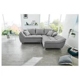 Jockenhöfer Ecksofa JOCKENHÖFER GRUPPE "Genua L-Form" Sofas Gr. B/H/T: 250cm x 92cm x 179cm, Microfaser-Struktur fein, Ottomane beidseitig montierbar, grau (grau/hellgrau) Ottomane links oder rechts montierbar, 3 lose Rücken- und 2 Zierkissen Bestseller