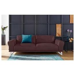 2,5-Sitzer W.Schillig "montanaa" Sofas Gr. B/H/T: 232 cm x 78 cm x 94 cm, Longlife Xtra-Leder Z69, braun (mocca z69) mit Metallkufen in Chrom glänzend, Breite 232 cm