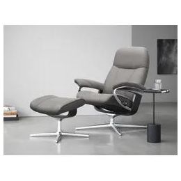 Relaxsessel stressless "Consul" Sessel Gr. Struktur fein JASMINE, Cross Base Schwarz, Relaxfunktion-Drehfunktion-PlusTMSystem-Gleitsystem-BalanceAdaptTM, B/H/T: 78cm x 97cm x 70cm, grau (grey jasmine) mit Hocker, Cross Base, Größe S, M & L, Holzakzent Schwarz