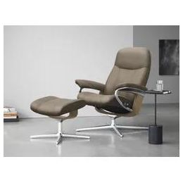 Relaxsessel stressless "Consul" Sessel Gr. ROHLEDER Stoff Q2 FARON, Cross Base Eiche, Relaxfunktion-Drehfunktion-PlusTMSystem-Gleitsystem-BalanceAdaptTM, B/H/T: 82cm x 102cm x 72cm, beige (beige q2 faron) mit Cross Base, Größe S, M & L, Holzakzent Eiche