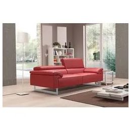 2,5-Sitzer Egoitaliano "Malika" Sofas Gr. B/H/T: 216 cm x 94 cm x 107 cm, Leder BULL, mit Kopfteilverstellung, rot (kirschrot) inkl. Kopfteilverstellung und chromfarbenen Metallfüßen