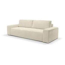 Schlafsofa WERK2 "Hugo" Sofas Gr. B/H/T: 257cm x 85cm x 102cm, Cord, Schlaffunktion und Bettkasten, beige (natur) Design 2-Sitzer Sofa in Cord mit Schlaffunktion & Bettkasten