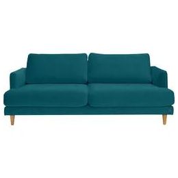 3,5-Sitzer Tom Tailor HOME Sofas Gr. B/H/T: 200cm x 83cm x 98cm, Samtstoff TSV, grün (emerlad tsv 3) Füße Eiche natur, Breite 200 cm