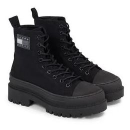 Schnürboots Tommy Jeans "TJW FOXING CANVAS BOOT" Gr. 41, schwarz Damen Schuhe mit praktischer Anziehlasche