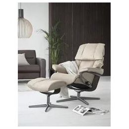 Relaxsessel stressless "Reno" Sessel Gr. ROHLEDER Stoff Q2 FARON, Cross Base Wenge, Relaxfunktion-Drehfunktion-PlusTMSystem-Gleitsystem-BalanceAdaptTM, B/H/T: 83cm x 100cm x 76cm, beige (light q2 faron) mit Cross Base, Größe S, M & L, Holzakzent Wenge