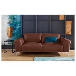 2,5-Sitzer W.Schillig "montanaa" Sofas Gr. B/H/T: 212 cm x 78 cm x 94 cm, Longlife Xtra-Leder Z69, braun (tobacco z69) mit Metallfüßen in Silber matt, Breite 212 cm