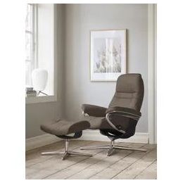 Relaxsessel stressless "Sunrise" Sessel Gr. Leder BATICK, Cross Base Schwarz, Relaxfunktion-Drehfunktion-PlusTMSystem-Gleitsystem-BalanceAdaptTM, B/H/T: 83cm x 105cm x 74cm, braun (mole batick) mit Cross Base, Größe S, M & L, Holzakzent Schwarz