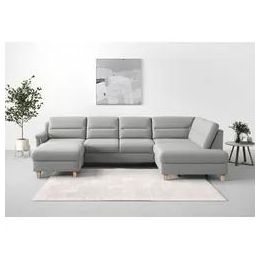 Sit & More Wohnlandschaft SIT&MORE "Farö U-Form" Sofas Gr. B/H/T: 325 cm x 90 cm x 187 cm, Luxus-Microfaser Euphoria, Ottomane rechts, ohne Bettfunktion-ohne Bettkasten, grau inklusive Federkern, wahlweise mit Bettfunktion und Bettkasten