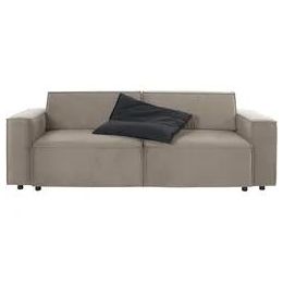 Schlafsofa Inosign "Marva" Sofas Gr. B/H/T: 245 cm x 90 cm x 102 cm, Samtvelours, mit Bettfunktion-mit Bettkasten, grau (taupe, beige) incl. Bettfunktion und Bettkasten, Federkern