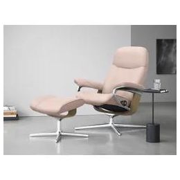 Relaxsessel stressless "Consul" Sessel Gr. ROHLEDER Stoff Q2 FARON, Cross Base Eiche, Relaxfunktion-Drehfunktion-PlusTMSystem-Gleitsystem-BalanceAdaptTM, B/H/T: 82cm x 102cm x 72cm, pink (light q2 faron) mit Cross Base, Größe S, M & L, Holzakzent Eiche