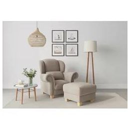 Ohrensessel Home Affaire "Queenie Ohrenseesel" Sessel Gr. Struktur weich, B/H/T: 117 cm x 111 cm x 94 cm, grau (taupe grey) mit softem, weichem Sitzkomfort und zeitlosem Design