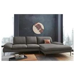 Ecksofa W.Schillig "enjoy&MORE" Sofas Gr. B/H/T: 340cm x 87cm x 185cm, Stoff S37, Recamiere rechts, mit Kopfteilverstellung-mit Armlehnenverstellung-mit Sitztiefenverstellung, grau (antracite s37) Sitztiefenverstellung, Füße schwarz pulverbeschichtet, Breite 340 cm