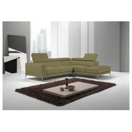 Ecksofa Egoitaliano "Claudie, Designsofa mit extrakomfortablem Sitzkomfort" Sofas Gr. B/H/T: 268cm x 97cm x 226cm, Leder BULL, Recamiere rechts, mit Kopfteilverstellung, grün (pistazie) Inkl. Kopfteilverstellung, L-Form