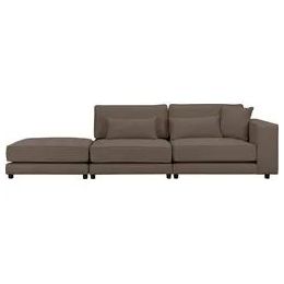 Ottomane OTTO products "Grenette" Sofas Gr. B/H/T: 291cm x 77cm x 102cm, Struktur (recyceltes Polyester), Armlehne rechts, braun Modulsofa, im Baumwoll-Leinenmix oder aus recycelten Stoffen