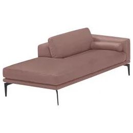 Ottomane Egoitaliano "Masu, Design trifft super Sitzkomfort, mit toller Detailverarbeitung" Sofas Gr. B/H/T: 182cm x 95cm x 97cm, Leder NUVOLE, Armlehne rechts, rosa (altrosa) Rückenkissen und Armteilrolle für mehr Komfort, mit Metallfüßen